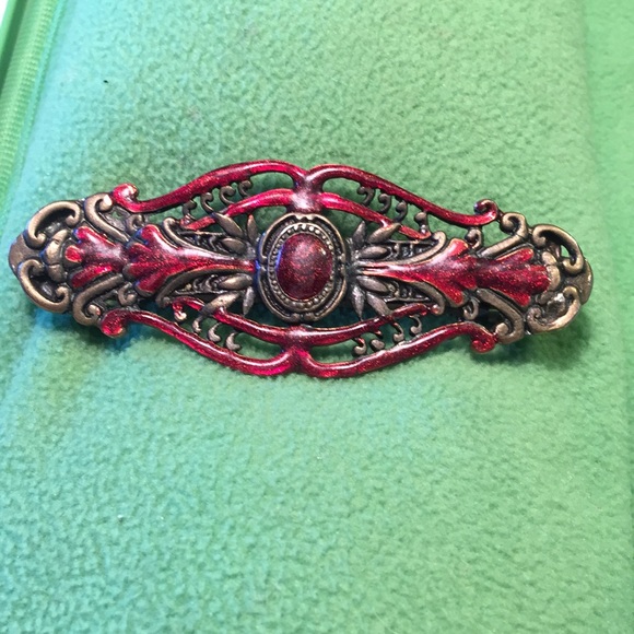 Vintage | Accessories | Vintage Red Enamel Barrette | Poshmark